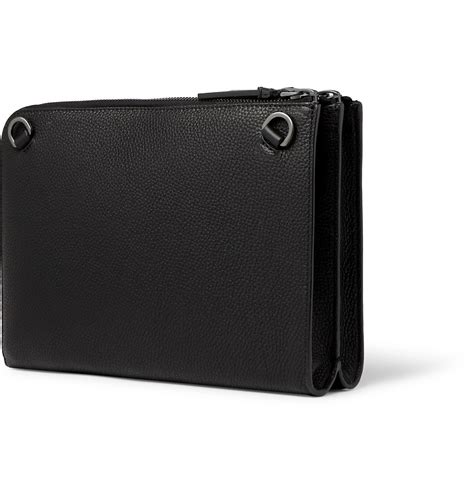 Ermenegildo Zegna Full Grain Leather Messenger Bag Black