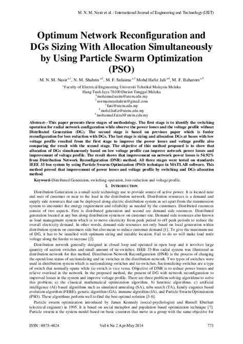 Optimum Network Reconfiguration And Dgs Sizing With Allocation Simultaneously By Using Particle