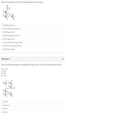 Solved Select The Logic Family To Which The Following Logic Chegg Com