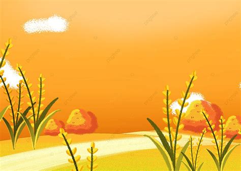 Autumn Grassland Background Orange Yellow Cartoon Grassland Fall