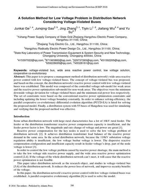 A Solution Method For Low Voltage Problem In Distribution Network Considering Voltage Violated