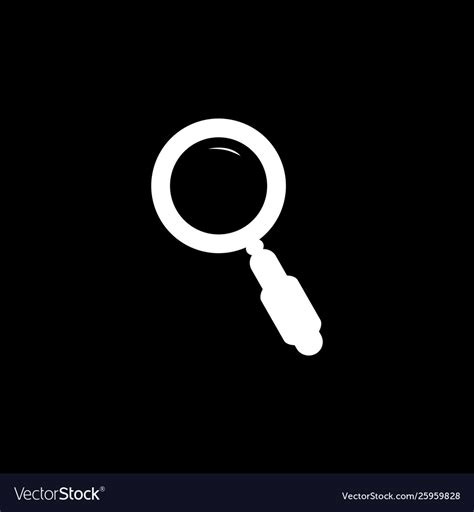 Magnifying Glass Icon On Black Background Vector Image