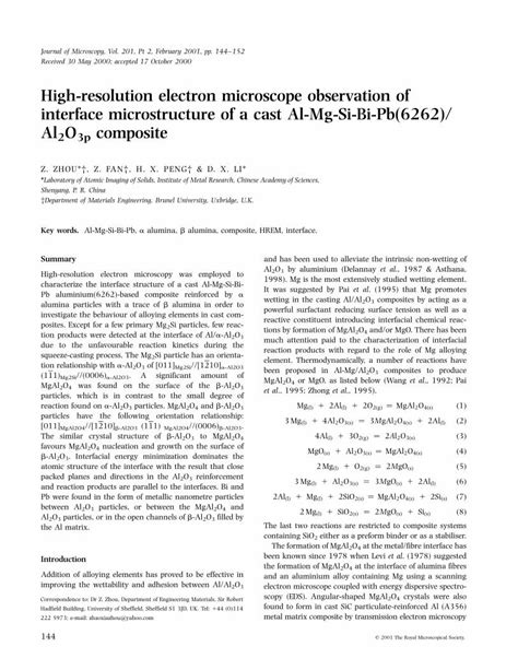 Pdf High Resolution Electron Microscope Observation Of Interface