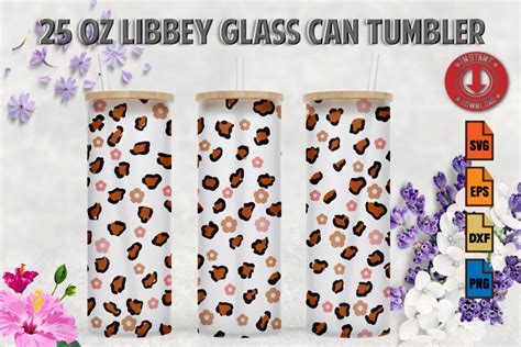 Flowre Leopard 25oz Frosted Glass Tumbler Svg