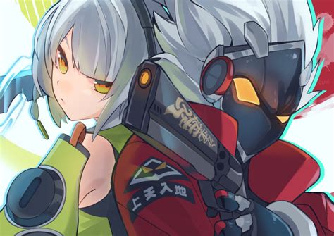 Safebooru 1boy 1girl Anby Demara Angry Armor Asymmetrical Bangs Auwi