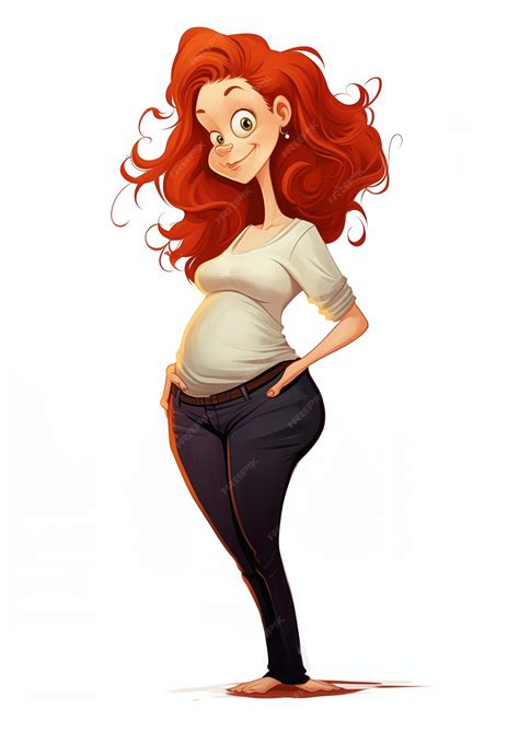 Premium Photo Cartoon Illustration Woman Red Hair White Shirt