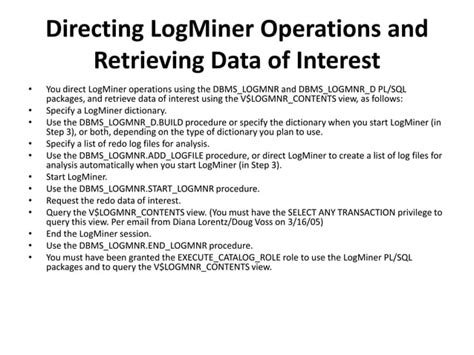 Log Miner In Oracleppt