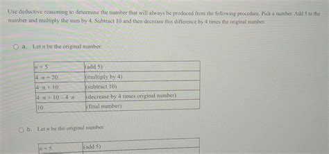 Solved Use Deductive Reasoning To Determine The Number That Chegg