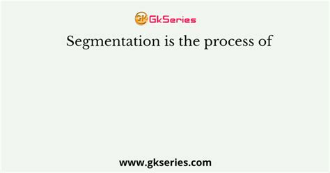 Segmentation Is The Process Of