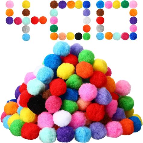 400 Pcs Multicolor Pom Poms For Crafts 1 5 Inch Fuzzy Craft