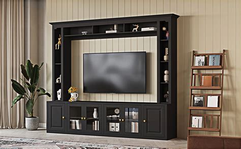 Latitude Run® Entertainment Center Wall Unit With Bookshelves And