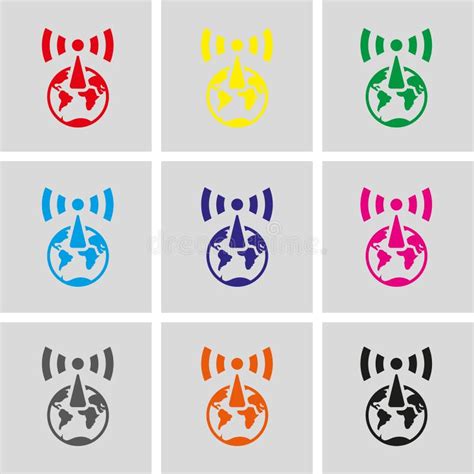 Wi Fi Globe Icon Stock Vector Illustration Flat Design Stock Vector Illustration Of Blue