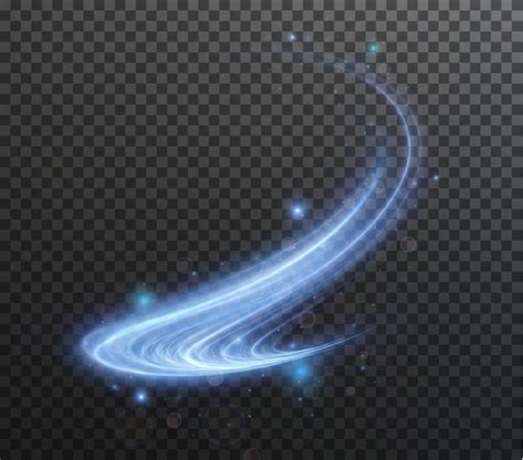 라이트 블루 돌리기 파란색 선의 곡선 조명 효과 빛나는 파란색 원 벡터 Png 프리미엄 벡터