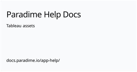 Tableau Assets Paradime Help Docs