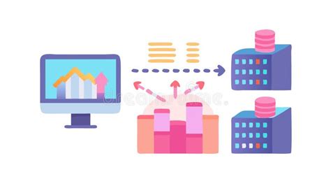 Data Distribution Across Multiple Servers Symbolizing Cloud Architecture Vector Design