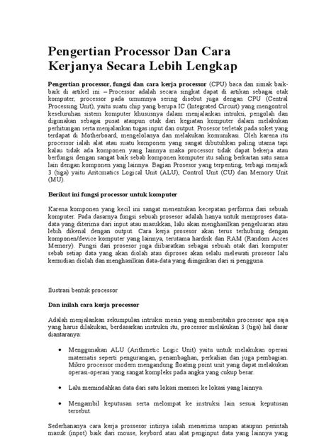 Pdf Pengertian Processor Dan Cara Kerjanya Secara Lebih Lengkap