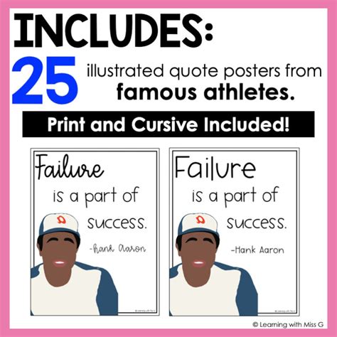 Famous Athletes Posters Inspirational Quote Posters For Bulletin Boards And Classroom Decor Etsy