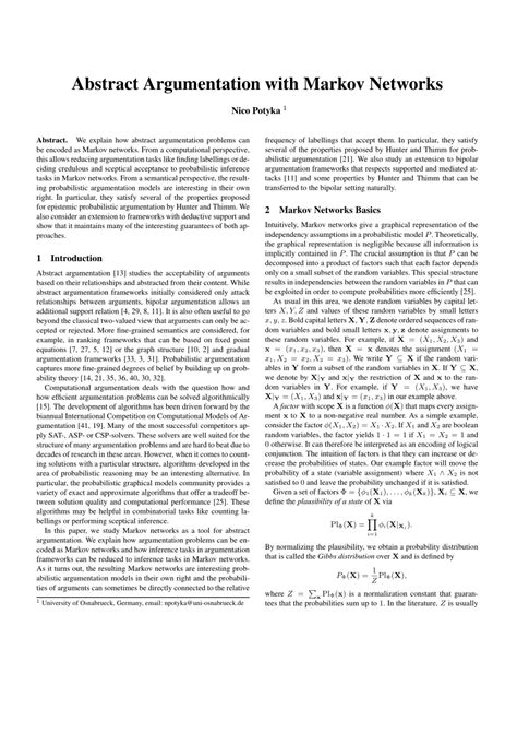 Pdf Abstract Argumentation With Markov Networks
