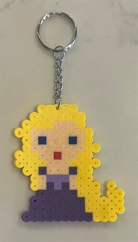 Rapunzel Keychain Handmade Perler Bead Keychain Fuse Bead Charm