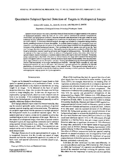 Pdf Quantitative Subpixel Spectral Detection Of Targets In