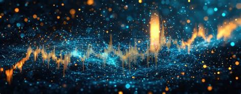 Ai Generative Vibrant Digital Sound Wave Visualization With Glowing Particles And Lights Stock