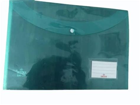 Green Transparent Plastic Button File Folder A4 At 10 Piece In New Delhi