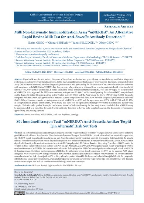 Pdf Milk Non Enzymatic Immunofiltration Assay Mnerifa An