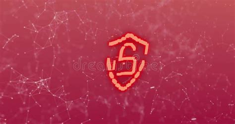 Digital Security Lock Image Over Red Background With Connecting Network Lines Stock Illustration