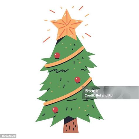 Illustration De Dessin Animé Vectoriel Darbre De Noël Isolée Sur Un Fond Blanc Vecteurs Libres