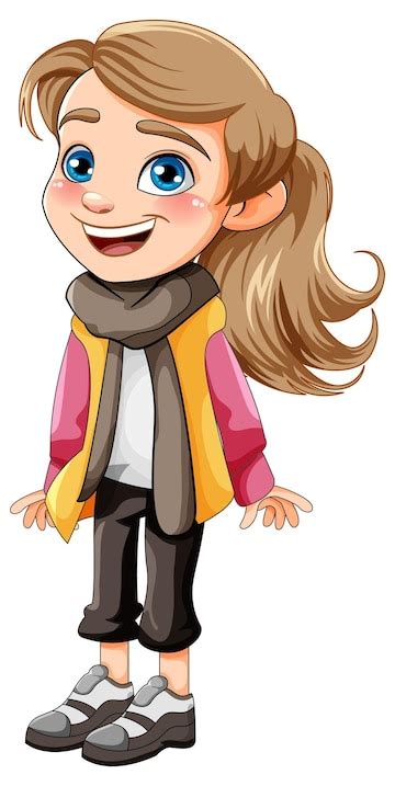 Cute Girl Cartoon Character Premium Vector