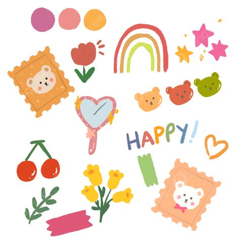 귀여운 해 피 곰 컬러 낙서 무료 일러스트 인쇄 낙서 화려한 곰 Png 일러스트 및 Psd 이미지 무료 다운로드 Pngtree