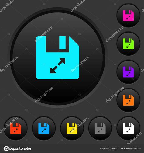 Uncompress File Dark Push Buttons Vivid Color Icons Dark Grey Stock Vector Image By