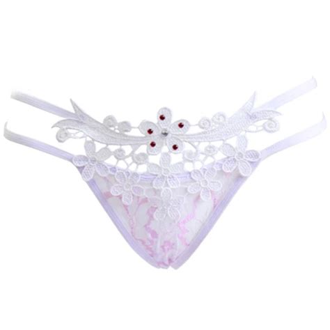 Sexy Rhinestones Thong Women Panties Erotic Underwear Lingerie Lace G