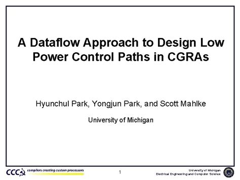 A Dataflow Approach To Design Low Power Control