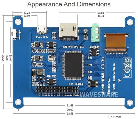Waveshare 4inch Resistive Touch Screen Lcd Compatible With Raspberry Pi 4b3b3a2bbazero