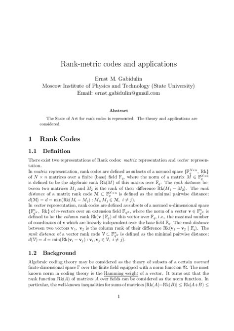 pdf rank metric codes and applications