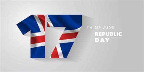 아이슬란드 행복 공화국의 날 인사말 카드 배너 벡터 일러스트 17에 대한 스톡 벡터 아트 및 기타 이미지 17 공휴일 국가 관광명소 Istock