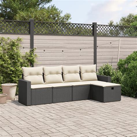 Vidaxl Garden Sofa Set Black Polyethylene Rattan Large Modular Wayfair