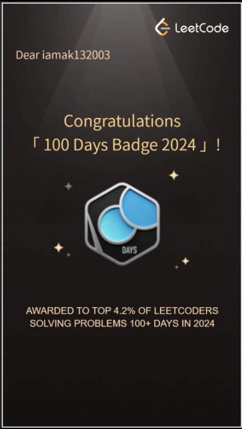 🚀 Excited To Share That Ive Received The Prestigious 100 Days Badge From Leetcode Arun Kumar G