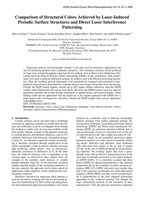 Pdf Comparison Of Structural Colors Achieved By Laser Induced Periodic Surface Structures And