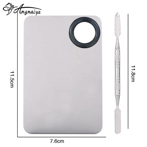 Angnya 스테인레스 스틸 메이크업 믹서 네일 Diy 폴리쉬 믹싱 플레이트 파운데이션 아이섀도우 아이 섀도우 믹싱 팔레트 주걱 1 세트네일 아트 장비