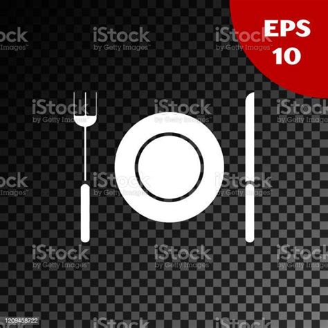 투명 한 어두운 배경에 격리 된 흰색 플레이트 포크와 칼 아이콘 칼 기호입니다 레스토랑 간판입니다 벡터 일러스트레이션 그릇에 대한 스톡 벡터 아트 및 기타 이미지 Istock