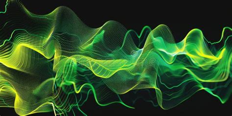 Explore The World Of Dynamic Waveforms Through Abstract Green And Yellow Light Patterns Aig62