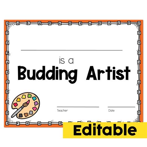 Editable End Of Year Awards Budding Artist Lucky Little Learners
