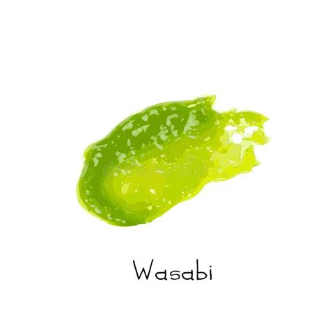 Wasabi Smear Isolated Green Sushi Paste On White Background Stock Vector Illustration Of
