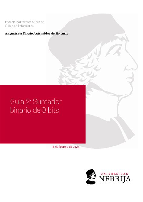 Proyecto Sumador 8bits Guia 2 Sumador Binario De 8 Bits 6 De Febrero