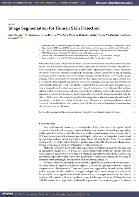 Pdf Image Segmentation For Human Skin Detection