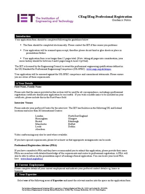 Ceng Ieng Application Guidance Notes Download Free Pdf Engineering