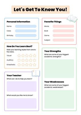 Free And Customizable Get To Know Me Templates