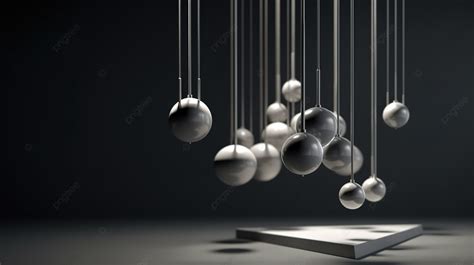 Group Of Swinging Pendulums In A 3d Render On A Gray Background